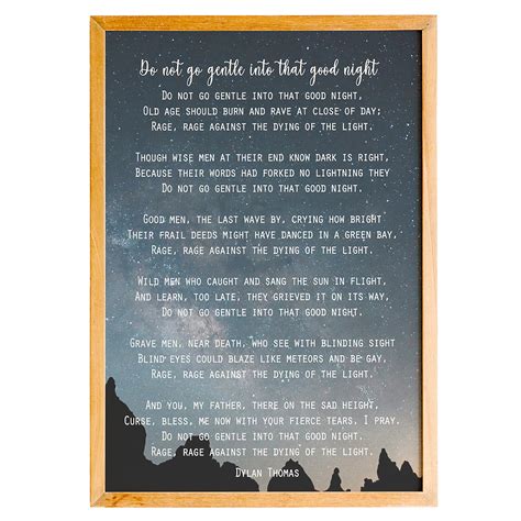 Dylan Thomas Poem Print Do Not Go Gentle Into That Good Night Poetry