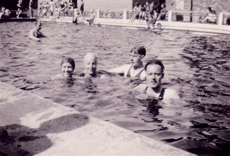 Group Of Swimmers At Outdoor Swimming Pool 1930s Edinburgh Collected