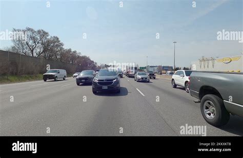 Pov Reverse Shot Driving Platre On Highway With Truck And Car Traffic