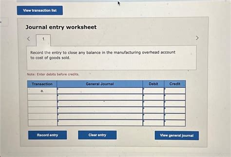 Solved Journal Entry Worksheet Begin Tabular Llll 1 And 2 And