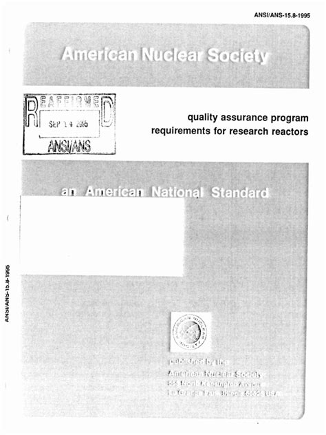 Ansi Ans 158 1995 Quality Assurance Program Requirements For