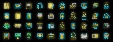 Personal Assistant Icons Set Neon 43296504 Vector Art At Vecteezy