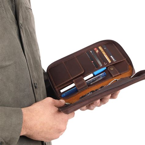 Customized Leather Small Portfolio For Men Office T Engraved Leather Business Padfolio