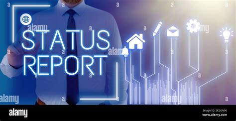 Text Caption Presenting Status Report Word Written On Update Summary