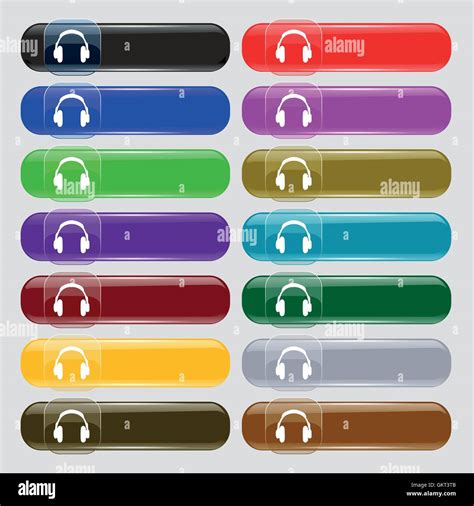 Headsets Icon Sign Big Set Of 16 Colorful Modern Buttons For Your Design Vector Stock Vector