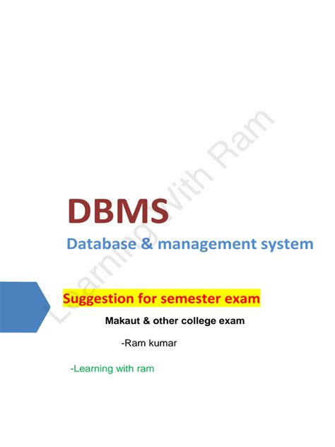 Dbms Important Questions Suggestion Pdf