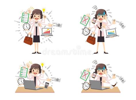 Business Woman With Multi Tasking And Multi Skill Stock Vector Illustration Of Multitask