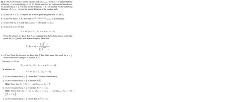 solved q 2 50 pts consider a simple random walk sn