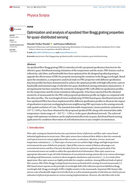 Optimization And Analysis Of Apodized Fiber Bragg Grating Properties For Quasi Distributed