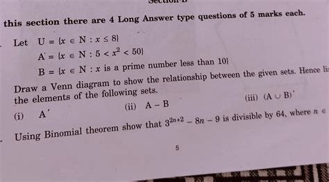This Section There Are 4 Long Answer Type Questions Of 5 Marks Each Let