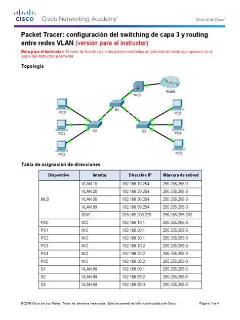 2315 Packet Tracer Configure Layer 3 Switching And Inter Vlan Routing Ilm Pdf Descargar