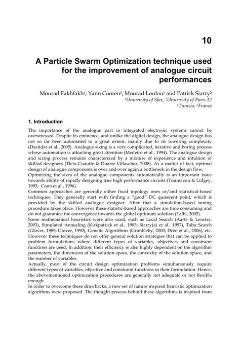 Pdf A Particle Swarm Optimization Technique Used For The Improvement