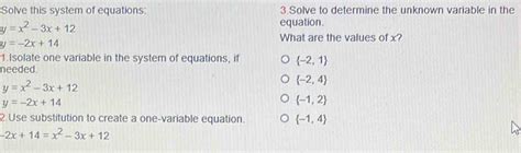 Solved Solve This System Of Equations 3solve To Determine The Unknown Variable In The Yx2