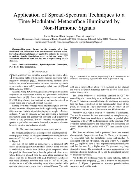Pdf Application Of Spread Spectrum Techniques To A Time Modulated