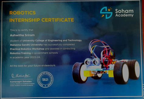 robotics internship learning engineering sohamacademy technology