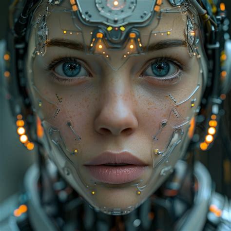 Premium Photo A Woman With A Robot Face