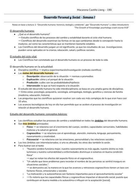 Introducción Al Desarrollo Humano Macarena Castillo Llong Udocz