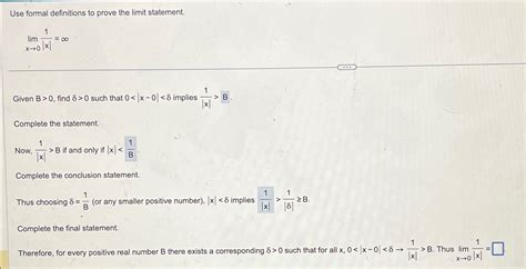 Solved Use Formal Definitions To Prove The Limit Chegg