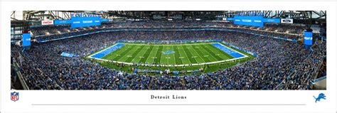 Detroit Lions Ford Field Football Panoramic Wall Art Print Nfl Decor
