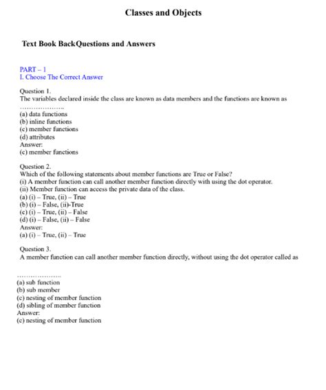 Samacheer Kalvi 11th Computer Science Solutions Chapter 14 Classes And Objects 2025