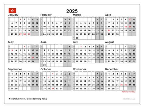 Printable Calendars Hong Kong Michel Zbinden En