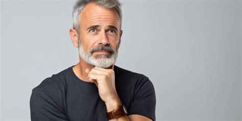 Premium AI Image Thoughtful Man Holding Hand On Chin Pose Of Indecision Look Aside At Copy