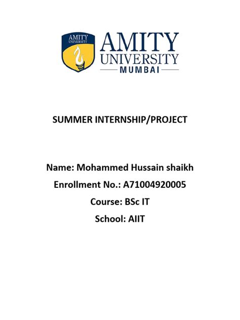 summer internship project pdf security computer security