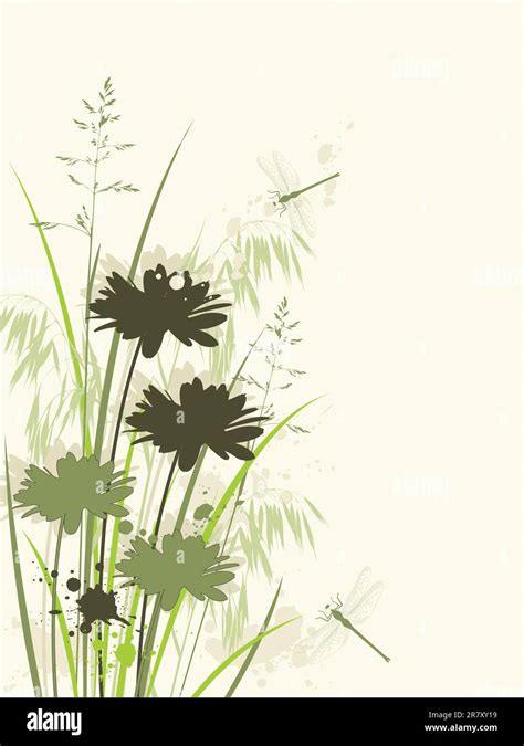 Vector Green Floral Background With Chamomile Stock Vector Image And Art