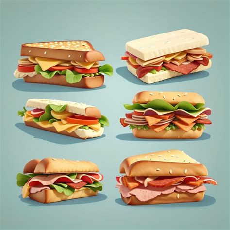 Premium Photo Flying Sandwich Ingredient Cartoon Vector Icon