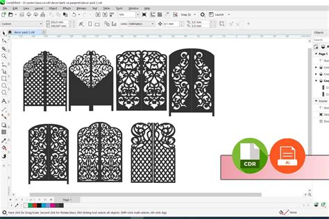 مجموعه وکتور مخصوص برش لیزری و Cnc دکوراسیون ، درب ، پنجره ، پنل تزئینی و شماره 2 کد 19040