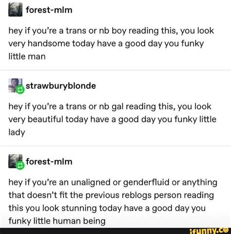 Hey If Youre A Trans Or Nb Boy Reading This You Look Very Handsome