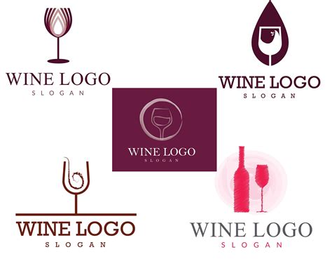 Wine Logo Templates Wine Glass And Bottle Logo Design Wine Etsy