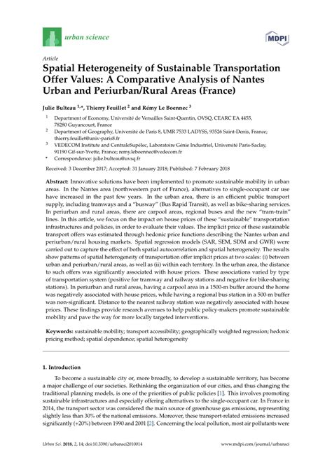 Pdf Spatial Heterogeneity Of Sustainable Transportation Offer Values A Comparative Analysis