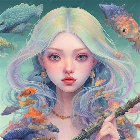 Premium Ai Image Beautiful Girl With Long Hair Illustration In