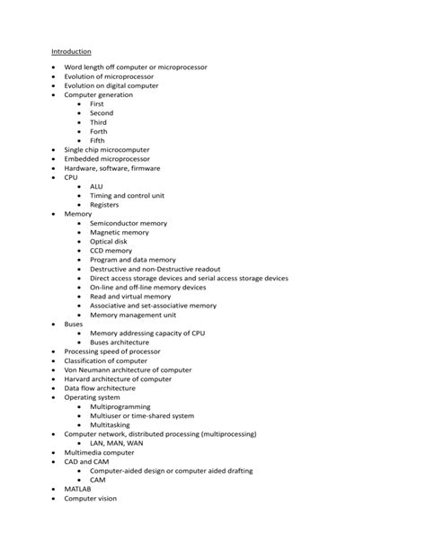 Computer Architecture Outline Cpu Memory Os Networks