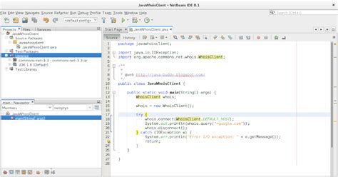 Java Buddy Java Example Using WhoisClient Class