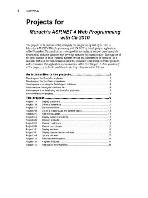 Projects For Murachs Aspnet 4 Web Programming With C 2010 Pdf