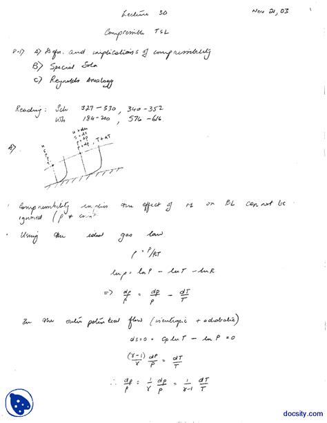 Compression Tsl Part 1 Basic Fluids Dynamics Lecture Handout Docsity