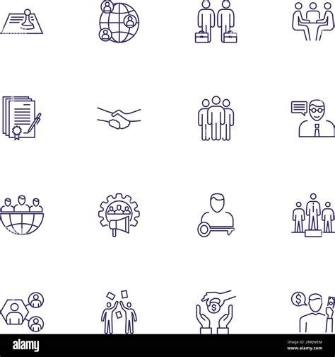 Corporate Networking Line Icon Set Stock Vector Image And Art Alamy