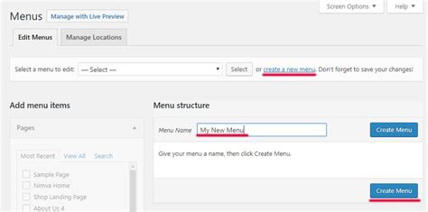 Creating A Menu Nimva 3 Documentation Creating A Menu Nimva 3 Documentation