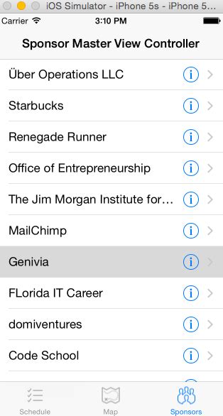 Ios Trying To Segue From Viewcontroller With Uitableview Of Sponsors