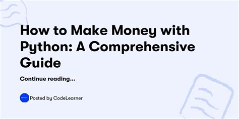 How To Make Money With Python A Comprehensive Guide — Codelearner Buymeacoffee