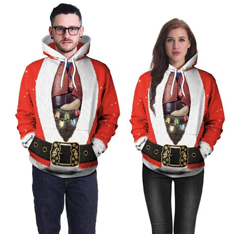 Creative Christmas Hoodies Men Women Funny Santa Claus Cosplay Male