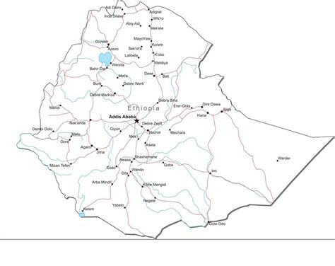 Printable Ethiopia Regions Map Free Download And Print For You