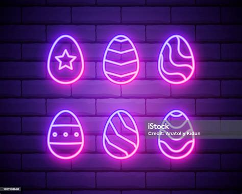 템플릿 장식 및 벽 배경에 덮개부활절 달걀 로고의 사실적인 고립 된 네온 기호의 벡터 세트 해피 부활절 축하의 개념 부활제에 대한 스톡 벡터 아트 및 기타 이미지 Istock