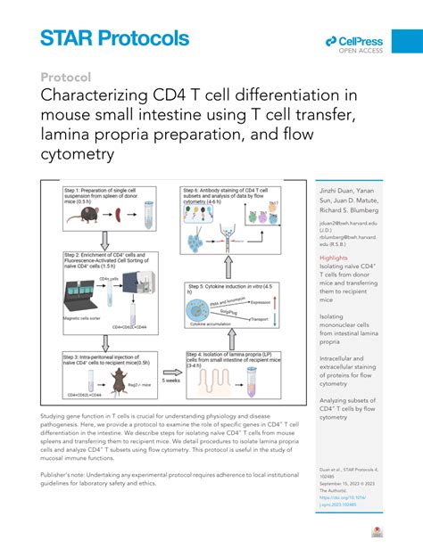 Pdf Characterizing Cd4 T Cell Differentiation In Mouse Small