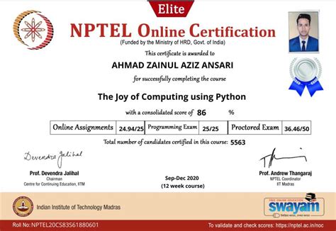 Nptel Iitmadras Pythonprogramming Ahmad Zainul Aziz Ansari