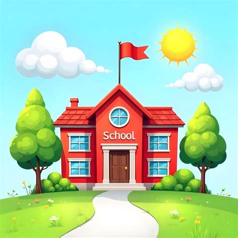 Schoolhouse Clipart Cartoon Style Vector Illustration Premium Ai
