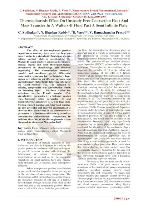 Pdf Thermophoresis Effect On Unsteady Free Convection Heat And · Steady Free Convection