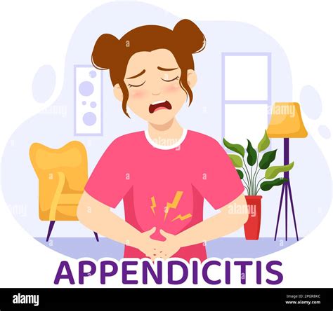 Appendicitis Illustration With Inflammation Of The Appendix And Stomach Treatment In Healthcare
